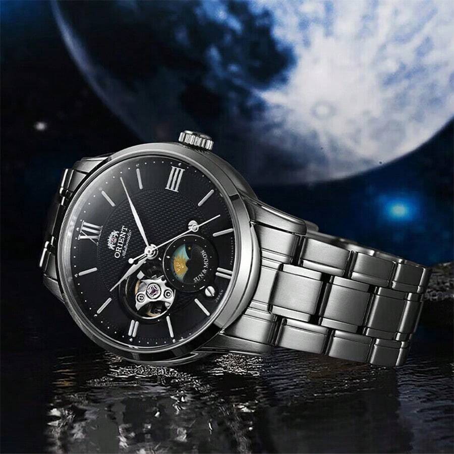 Orient Men's Automatic Mechanical Watch Waterproof Sun And Moon Phases ...