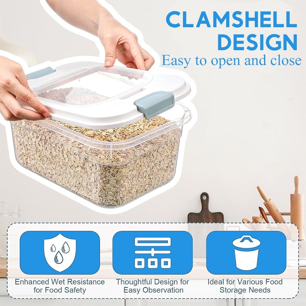 2 Pcs 10 Lbs Flour Storage Container Clear Airtight Rice Storage ...