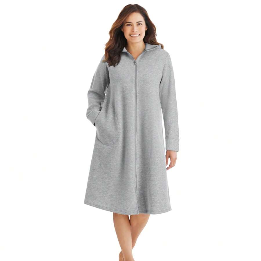 Dreams & Co. Women's Plus Size Short Hooded Sweatshirt Robe | SHEIN USA