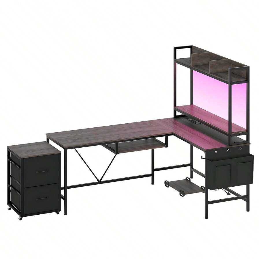 L Shaped Gaming Desk With Keyboard Tray, Reversible Computer Desk With ...