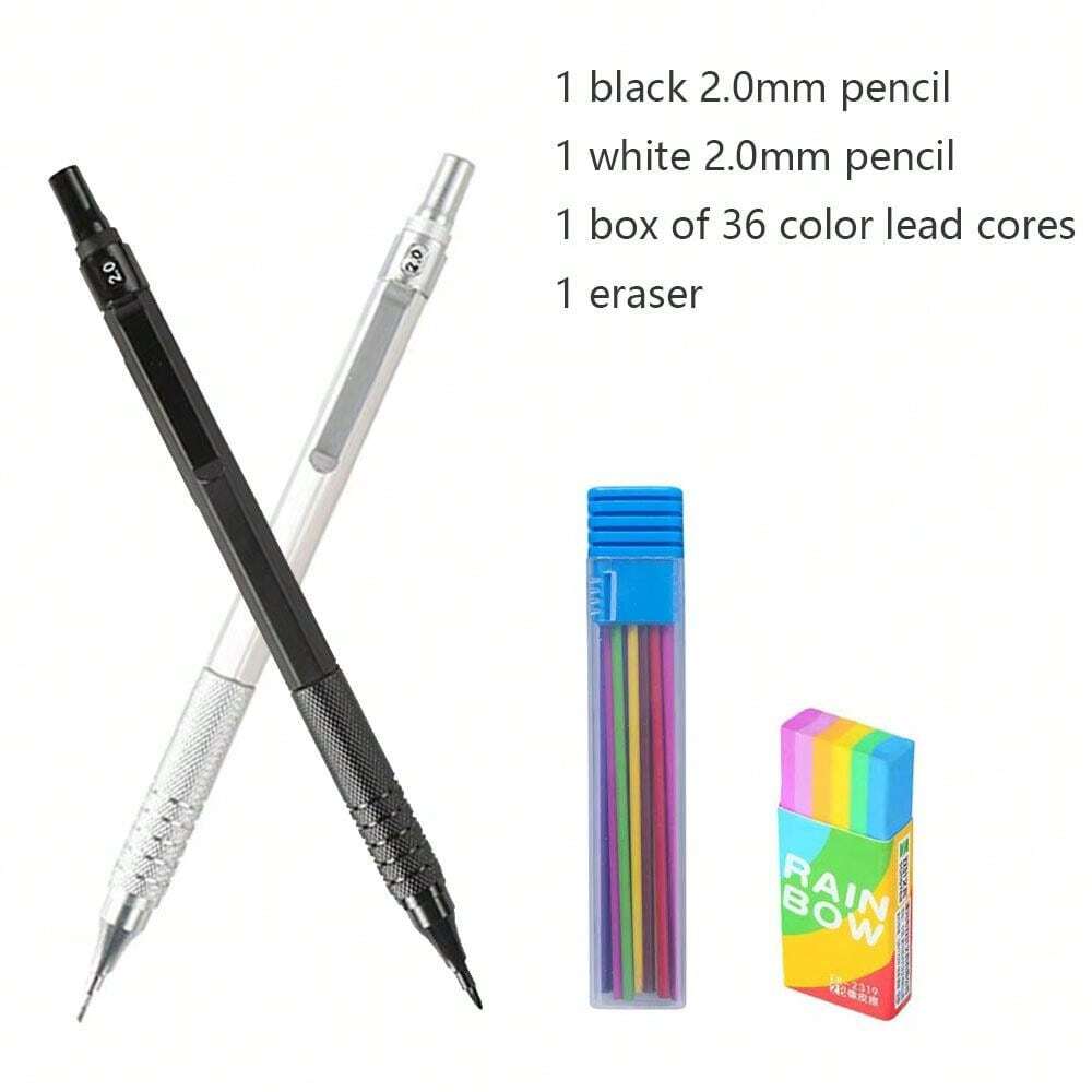2.0MM Low Center Of Gravity Mechanical Pencil Set With 2B Colored ...