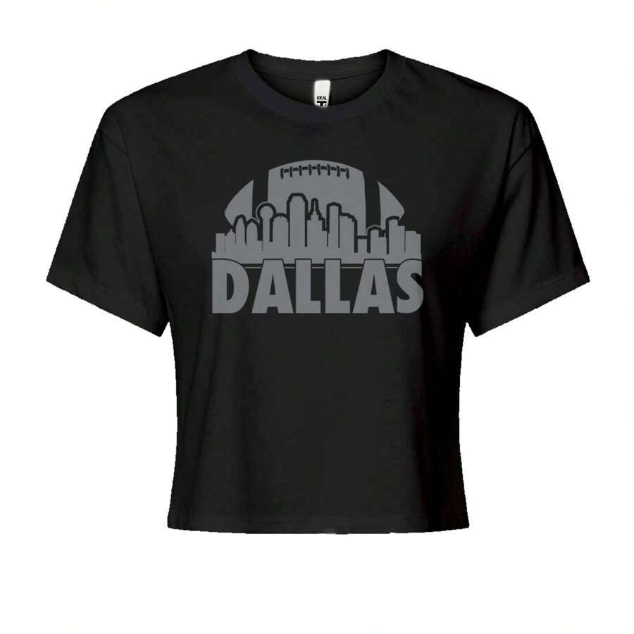 Dallas Texas Skyline Cropped T-Shirt | SHEIN USA