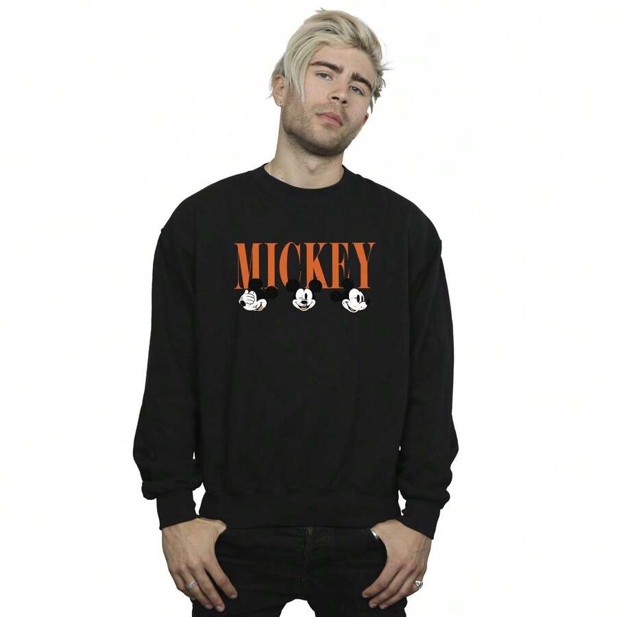 Disney Mens Mickey Mouse Faces Sweatshirt (Black) | SHEIN USA