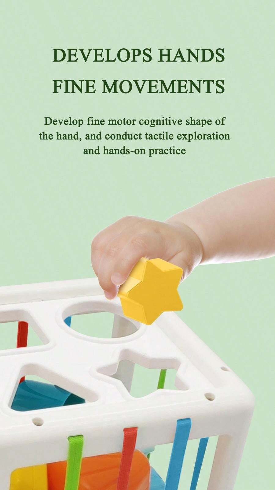 Multi Sensory Shape Activity Cube Toy Montessori Baby Shape Sorting ...