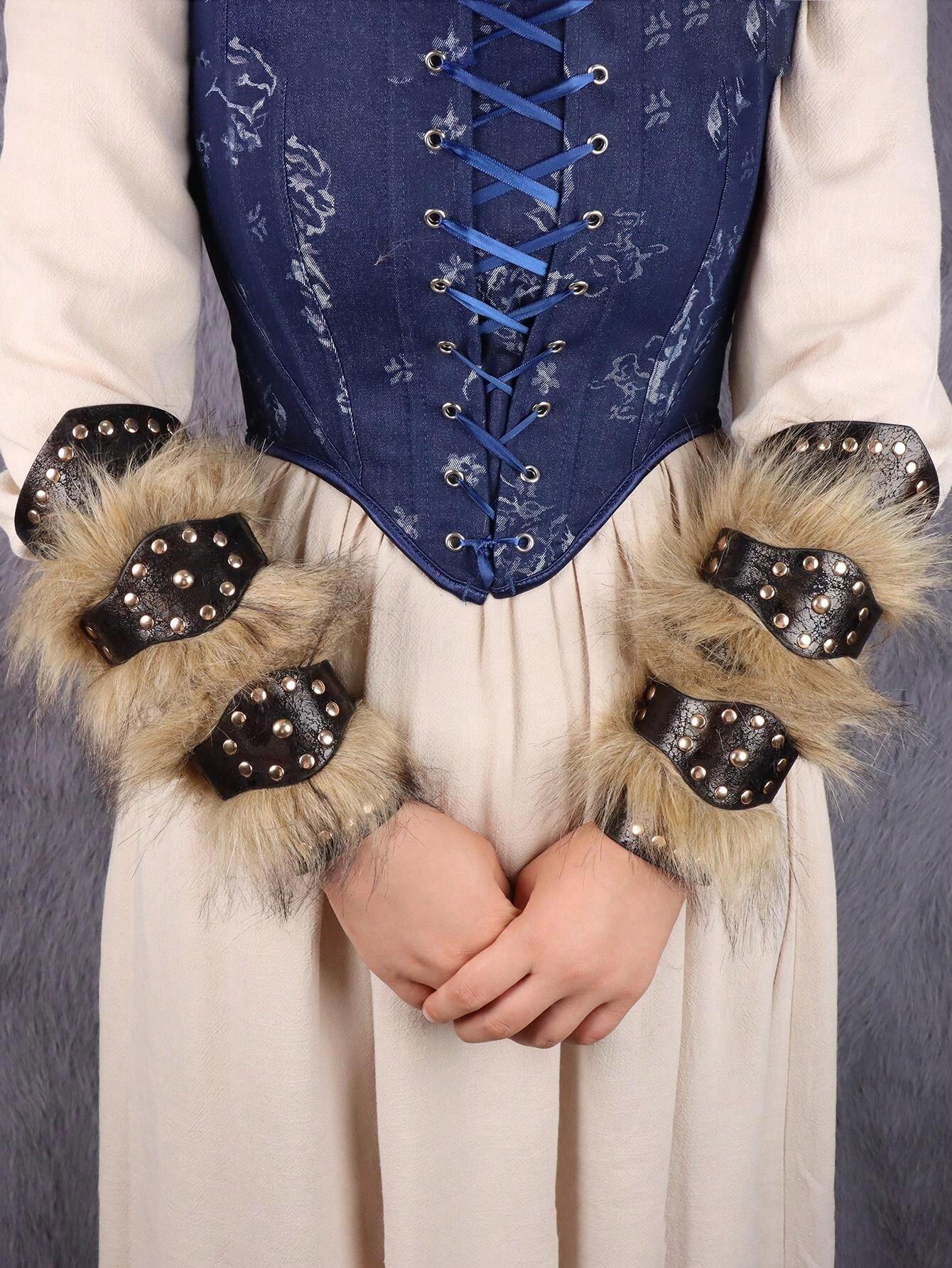 Viking Wrist Guards Armor Barbarian Faux Leather And Faux Fur Wrist ...