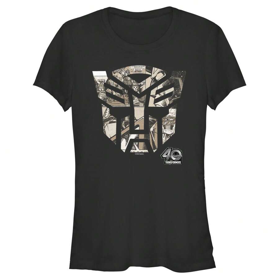 TRANSFORMERS Junior's Transformers Anniversary Comic Logo T-Shirt ...