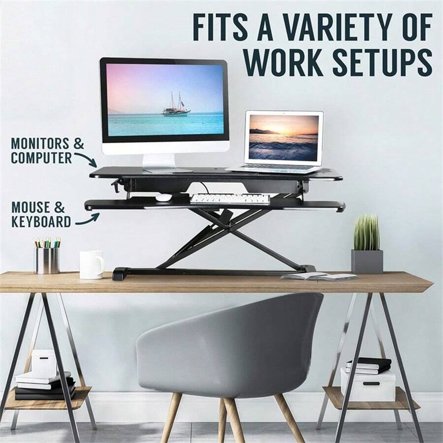 32"; Dual Monitor Standing Desk, Lift-Up Work Surface With Removable ...