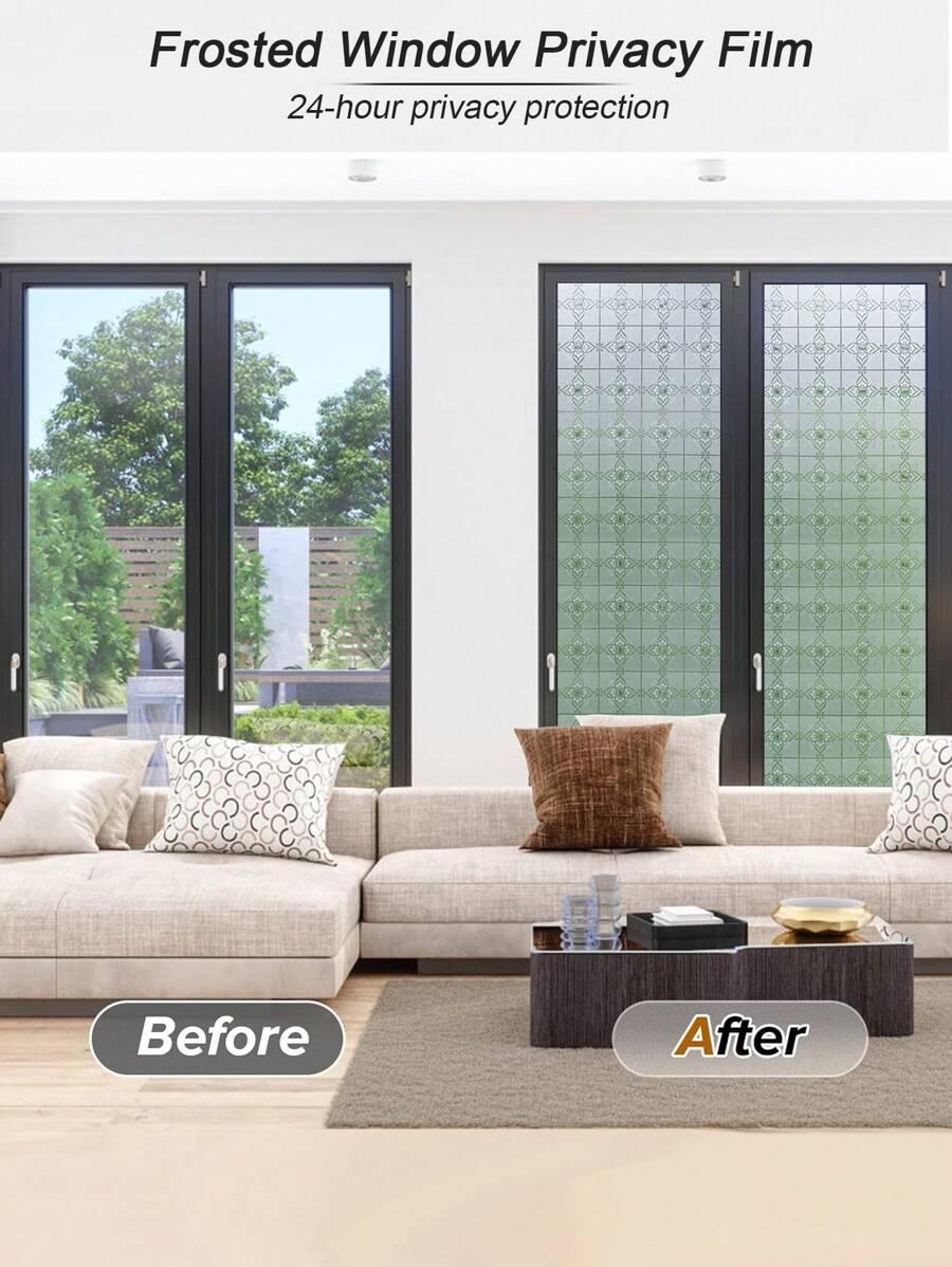 1 rol Vintage Frosted Privacy Window Film, niet-klevende statische ...