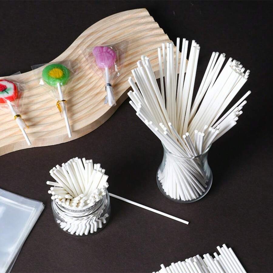 100pcs/300pcs Solid Paper Sticks, Lollipop Paper Sticks, Cake Pop ...
