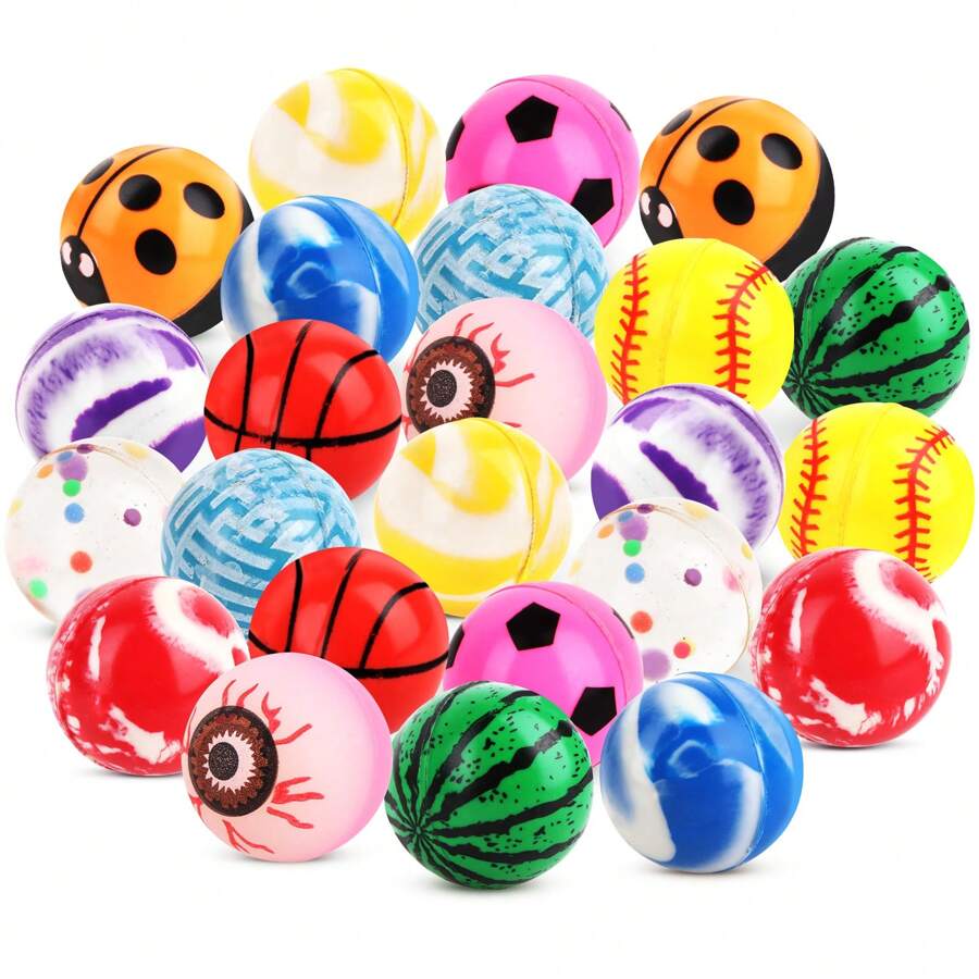 24 Pieces Bouncy Balls 12 Styles 32mm Assorted Bouncy Balls ,Birthday ...