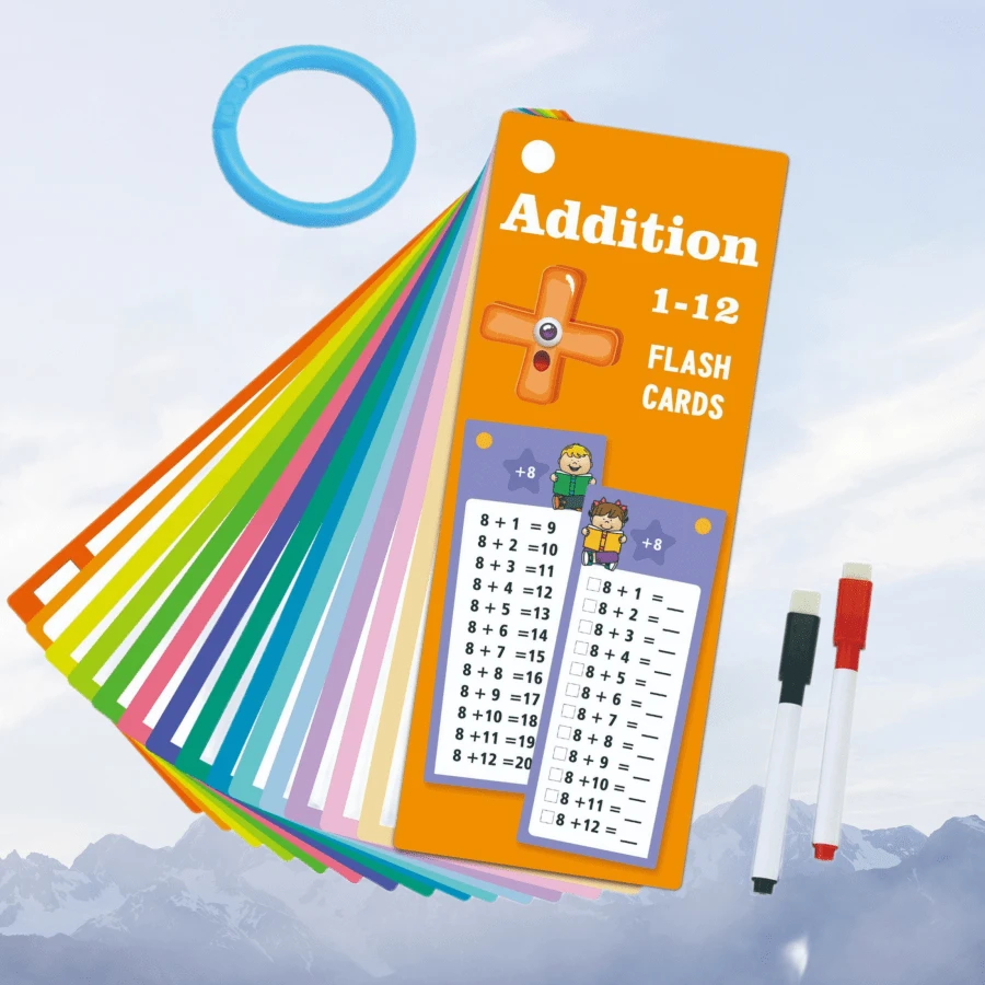 15pcs Reusable Erasable Math Addition Arithmetic Learning Flashcards ...