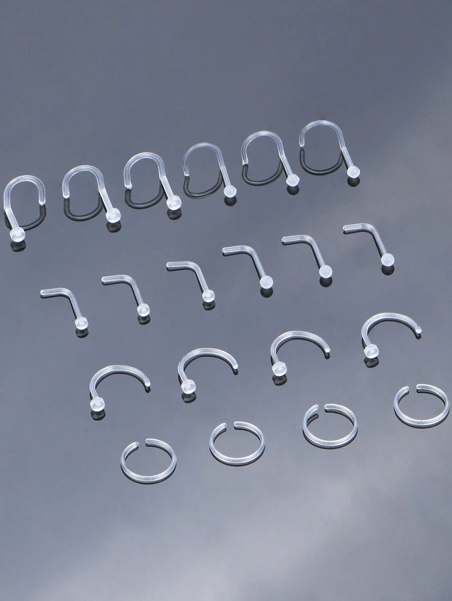 20Pcs 18G 20G Clear Piercing Retainers For Nose Rings Nose Studs ...