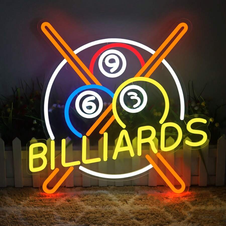 1pc Billiards Signboards LED Neon Lighted Sign Acrylic Back Panel LOGO ...