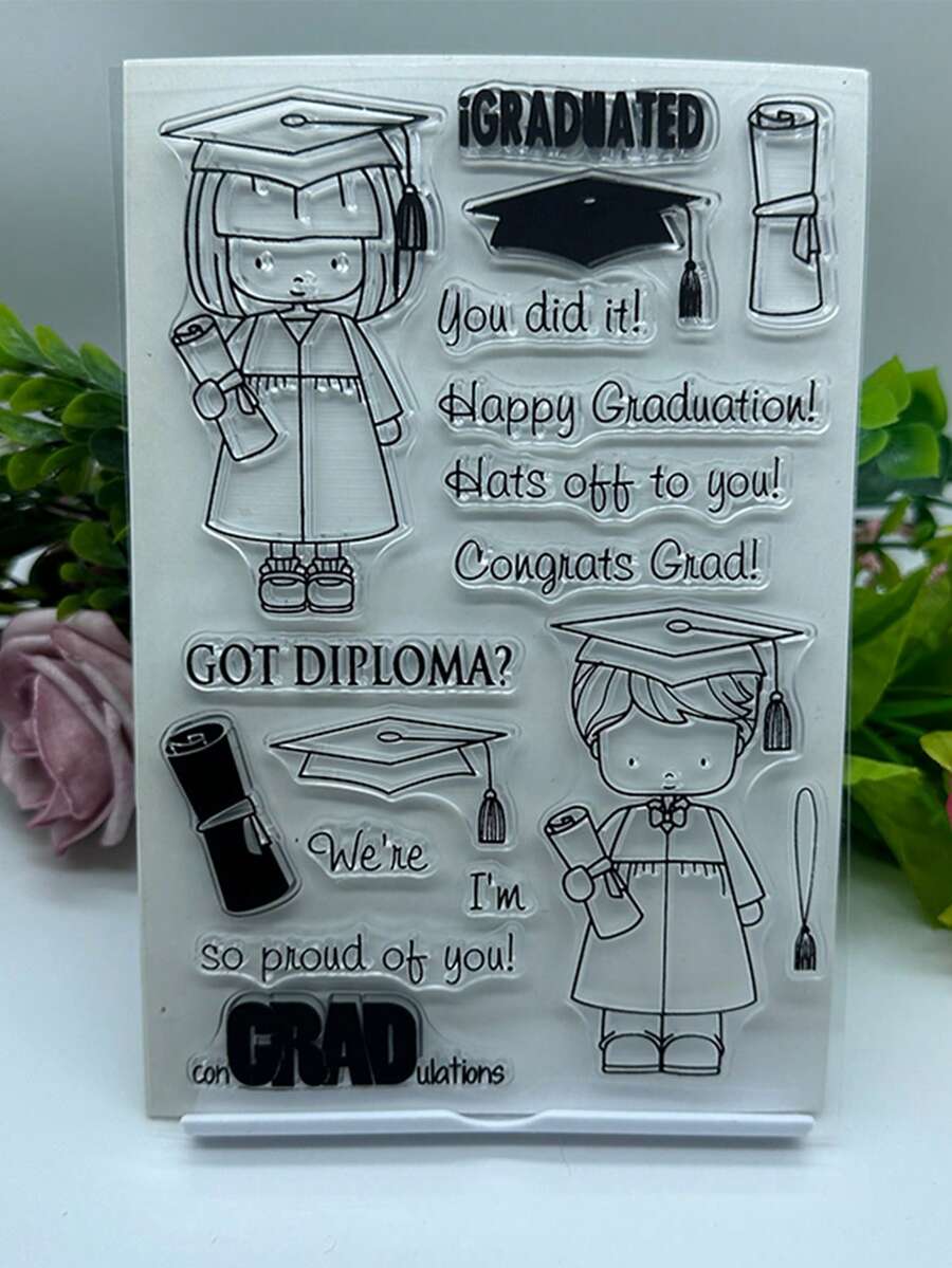 1 Transparent Rubber Stamp Retro Rubber Transparent Card Graduation ...