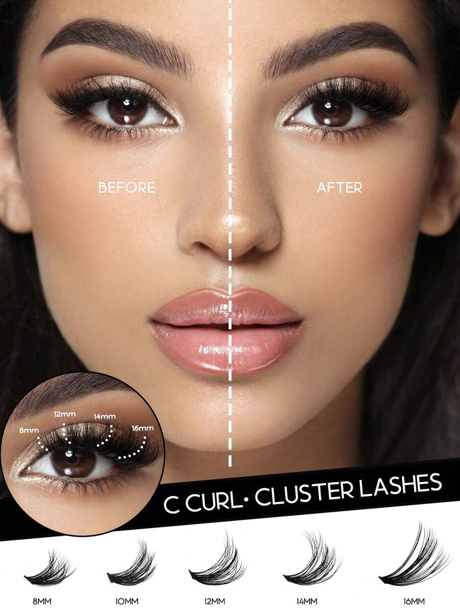 GROINNEYA 15 Rows Thick Lash Clusters Wispy 8-16mm Cluster Eyelash ...