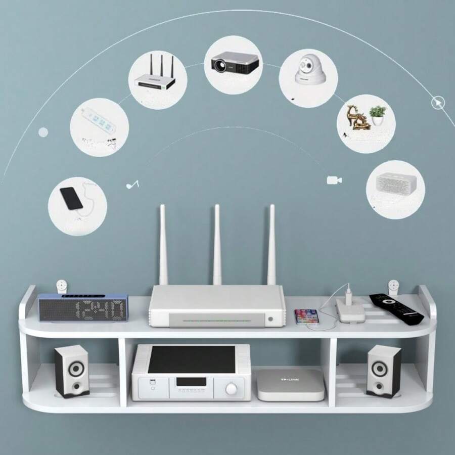 Wall Mounted Shelf, Non Perforated Router Storage, WiFi Wall Mounted ...
