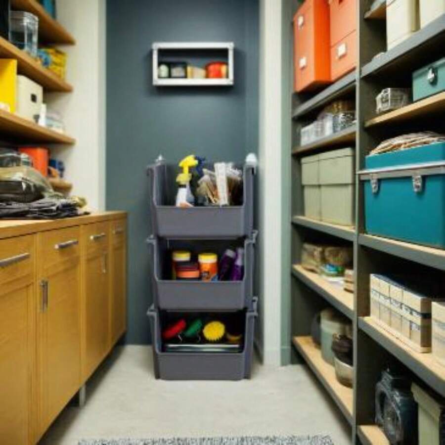Large Nesting Stack Storage Bin With Handles - Heavy Duty Plastic ...