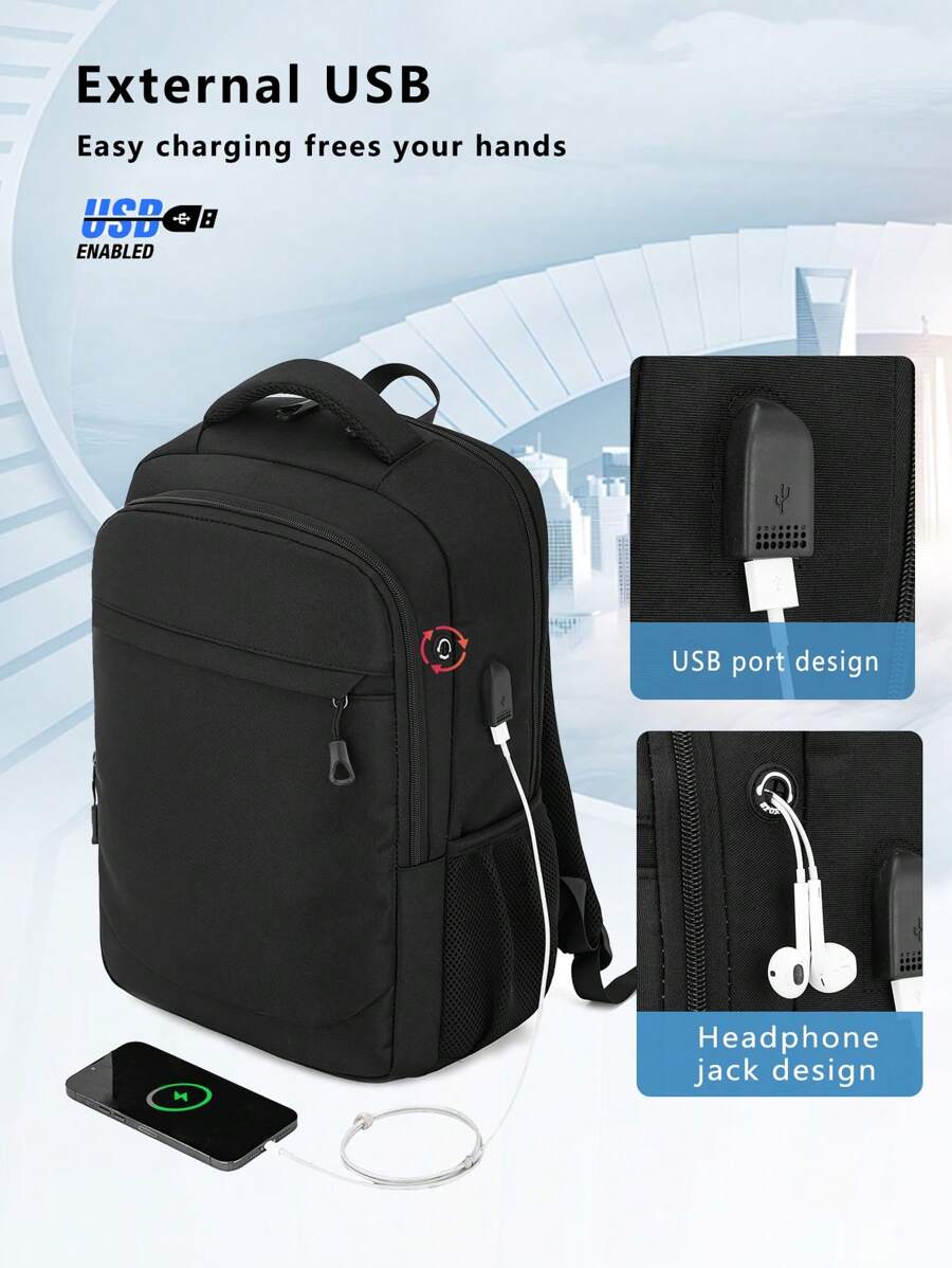 Business Laptop Backpack, 15.6 Inch Travel Laptop Bag Rucksack With USB ...