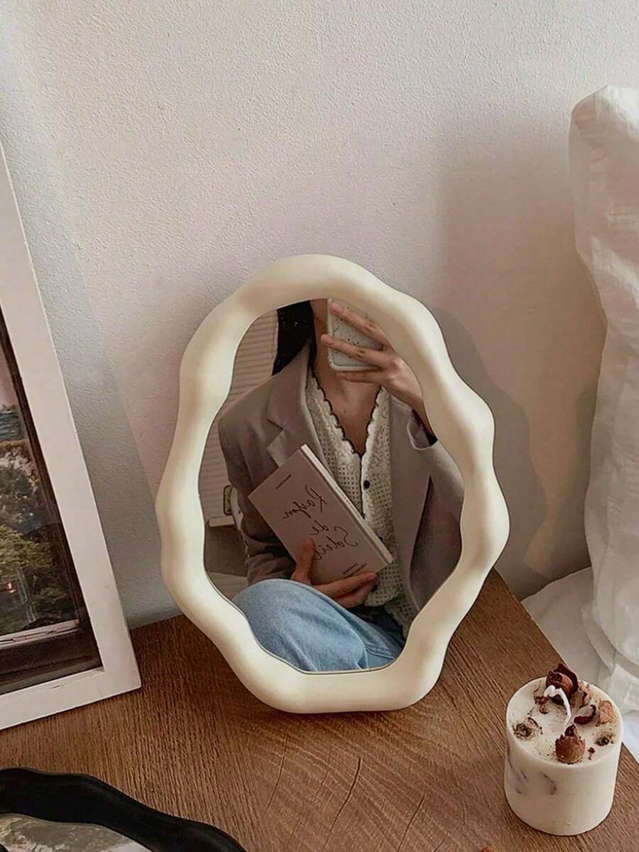 1pc Minimalist Asymmetrical Makeup Mirror, Vertical Desktop Dormitory ...