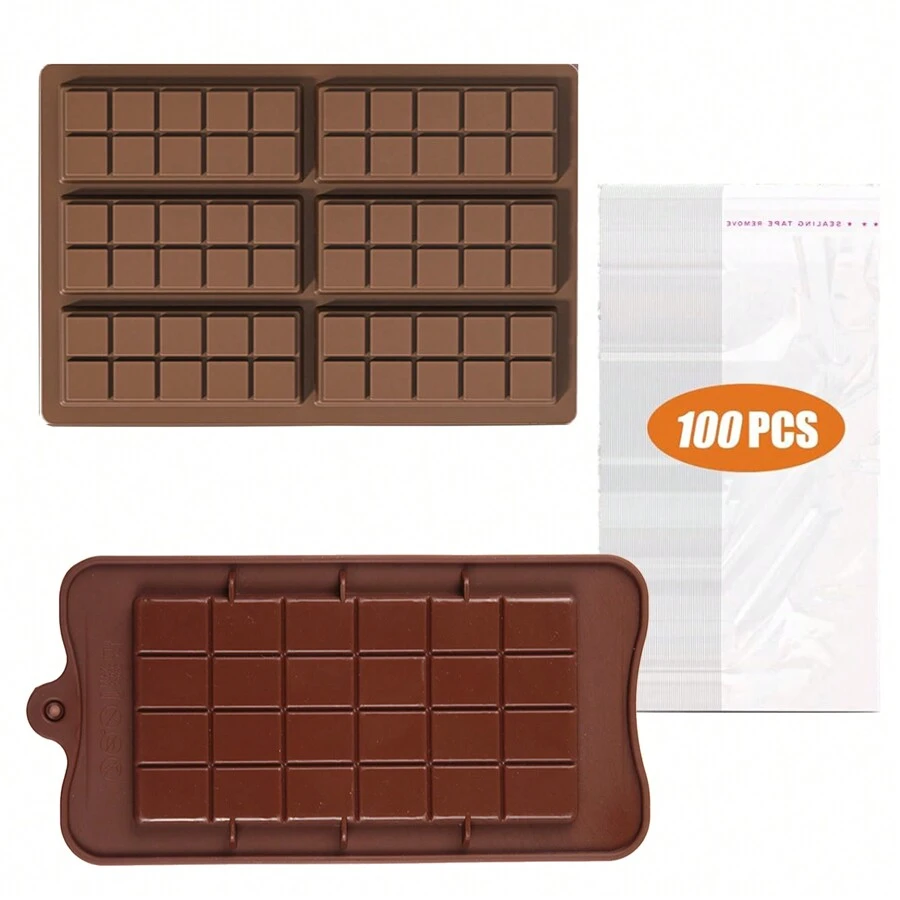 Molde para barras de chocolate y 100 piezas de paquetes, moldes de ...