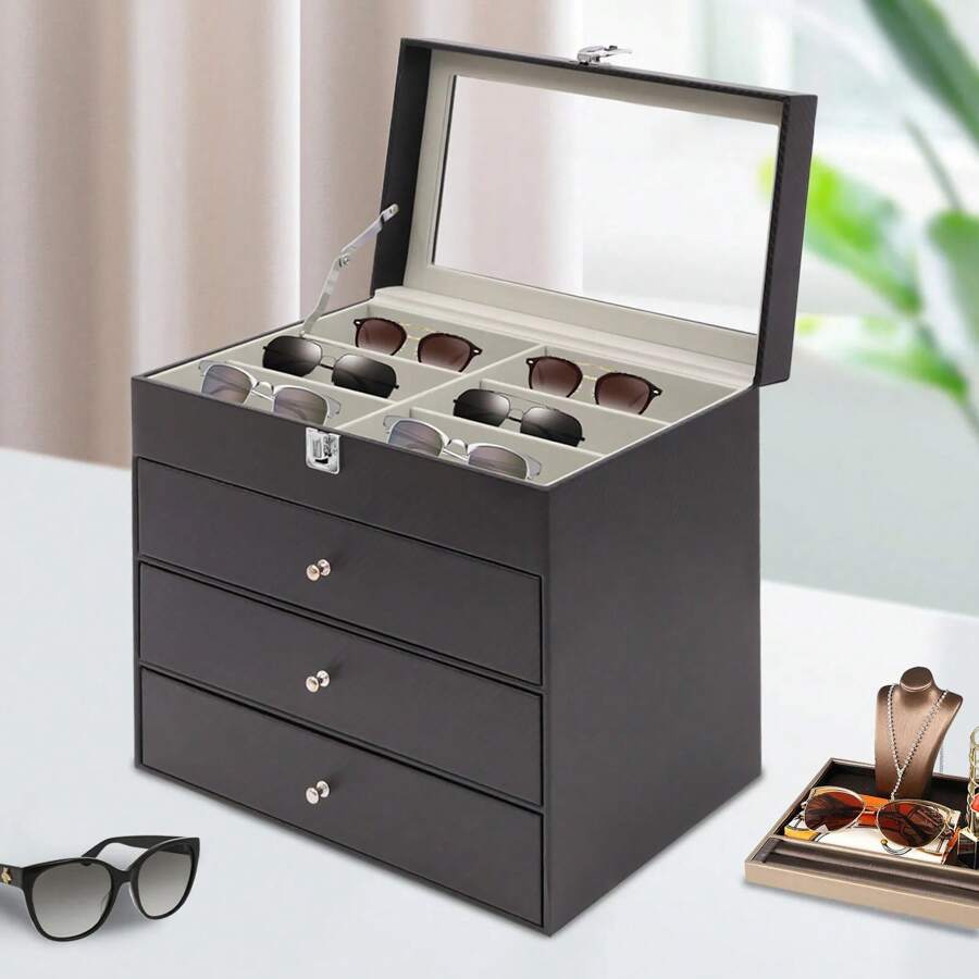 WANLECY 27-Grids Eyeglass Sunglasses Glasses Storage Display Box Holder ...