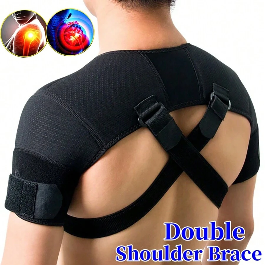 Double Shoulder Brace Support Belt Compression Sleeve Strap Wrap Torn ...