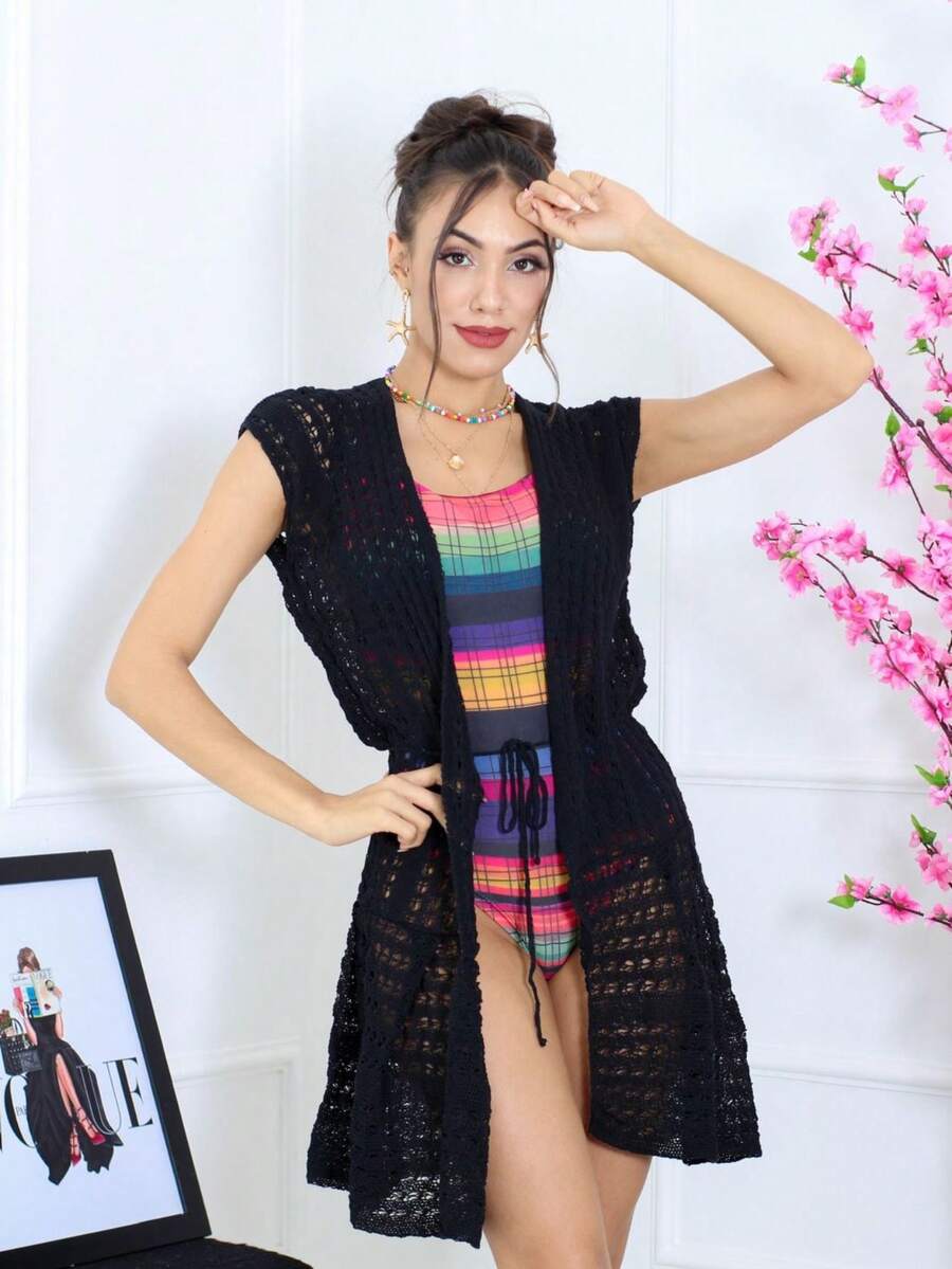 Women's Beach Cover-Up Open Tank Top Knit Bathing Suit Summer Knit New ...