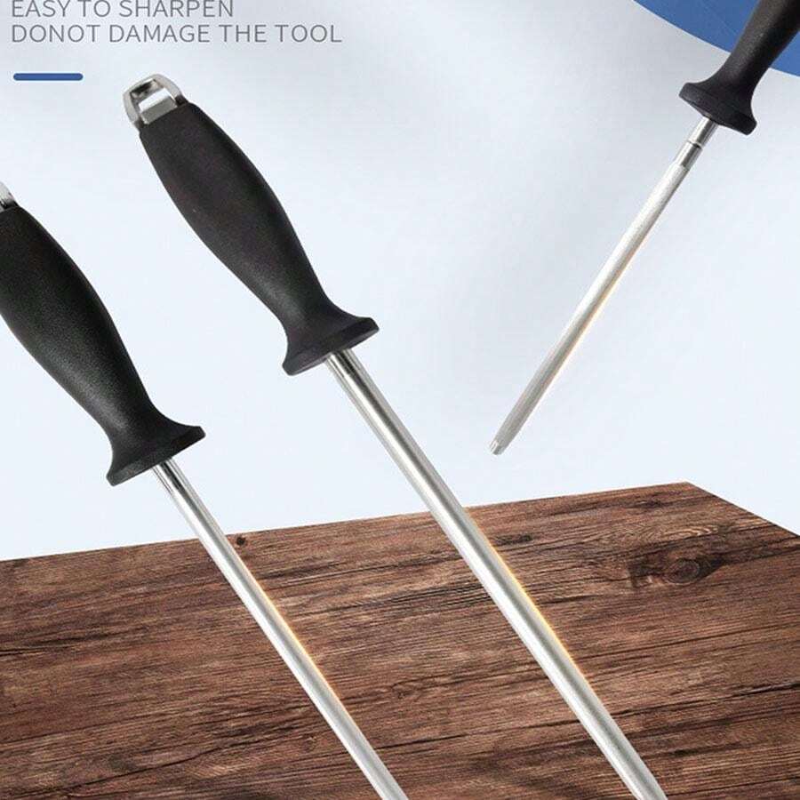 High Hardness Carbon Steel Handheld Knife Sharpener Rod, Butcher's ...