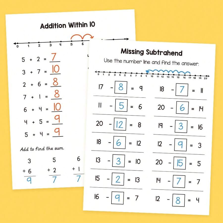 Lachilly 0-20 Addition & Subtraction Training Booklet Number Line ...