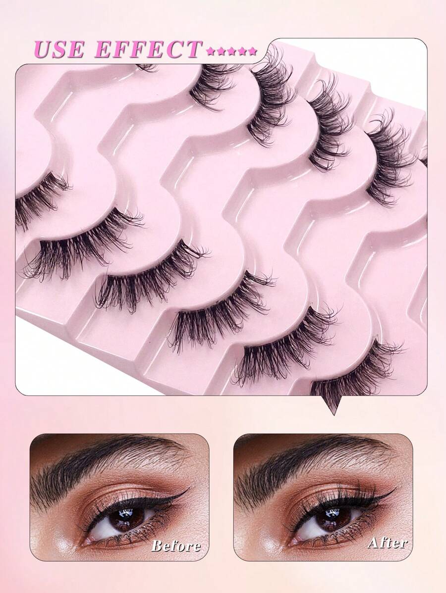 8 Pairs Fake Eyelashes Clear Band Half Lashes Manga Lashes End Eye ...