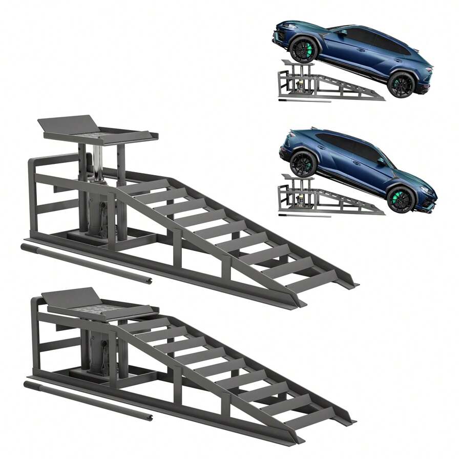 2 Pack Hydraulic Car Ramps 5T 11000lbs Low Profile Car Lift Service ...