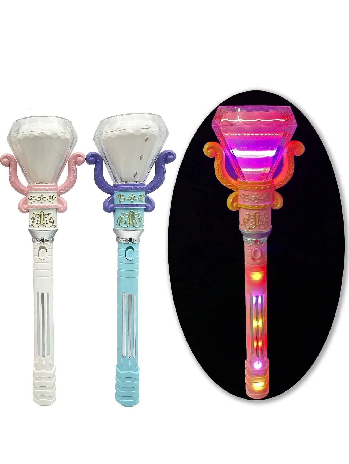 Diamond Light Up Wand Spinning Princess Show Spinning Flashing LED ...