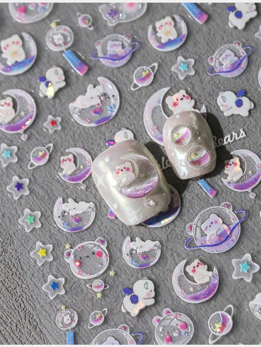 1pc Nail Charm Sticker Matte 3D Nail Art Sticker Cute Little Rabbit ...