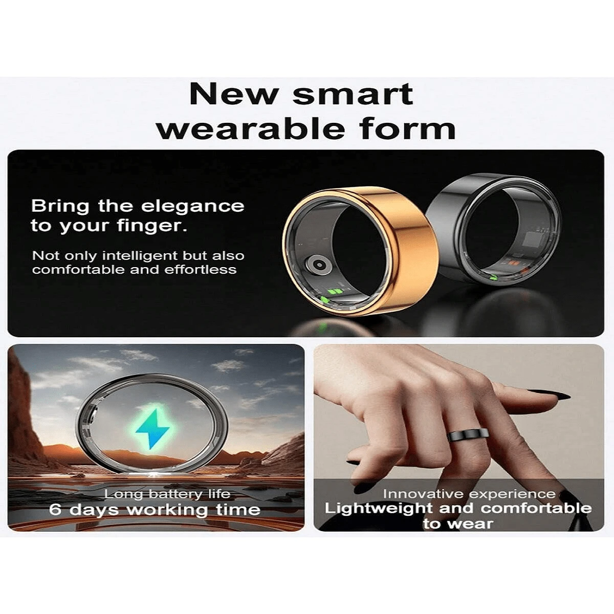 Smart Ring Health Tracker, Fitness & Sleep Tracker, Heart Rate & Blood ...