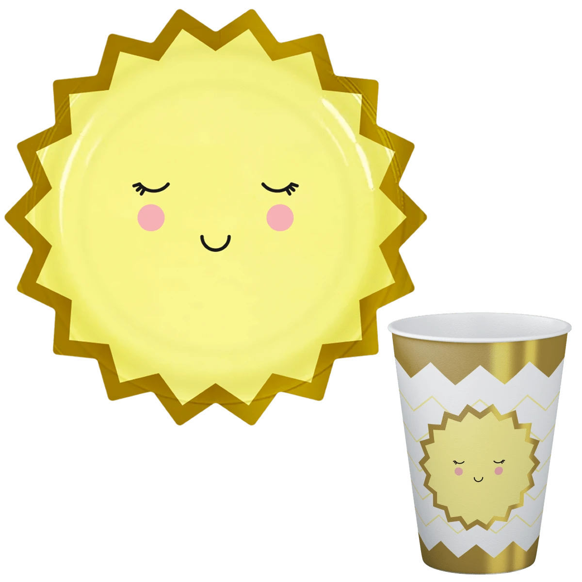 Kit 16 Pratos 16 Copos de Papel Festa Aniversário Solzinho | SHEIN Brasil
