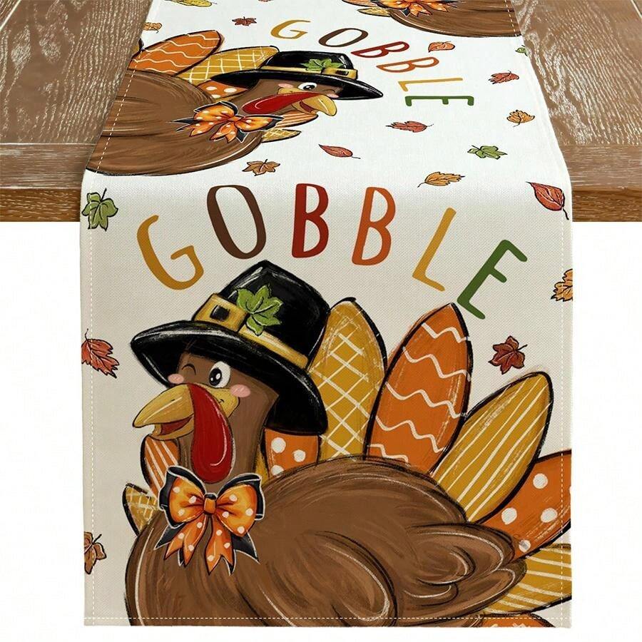 1pc good Thanksgiving Table Runner Turkey Gobble