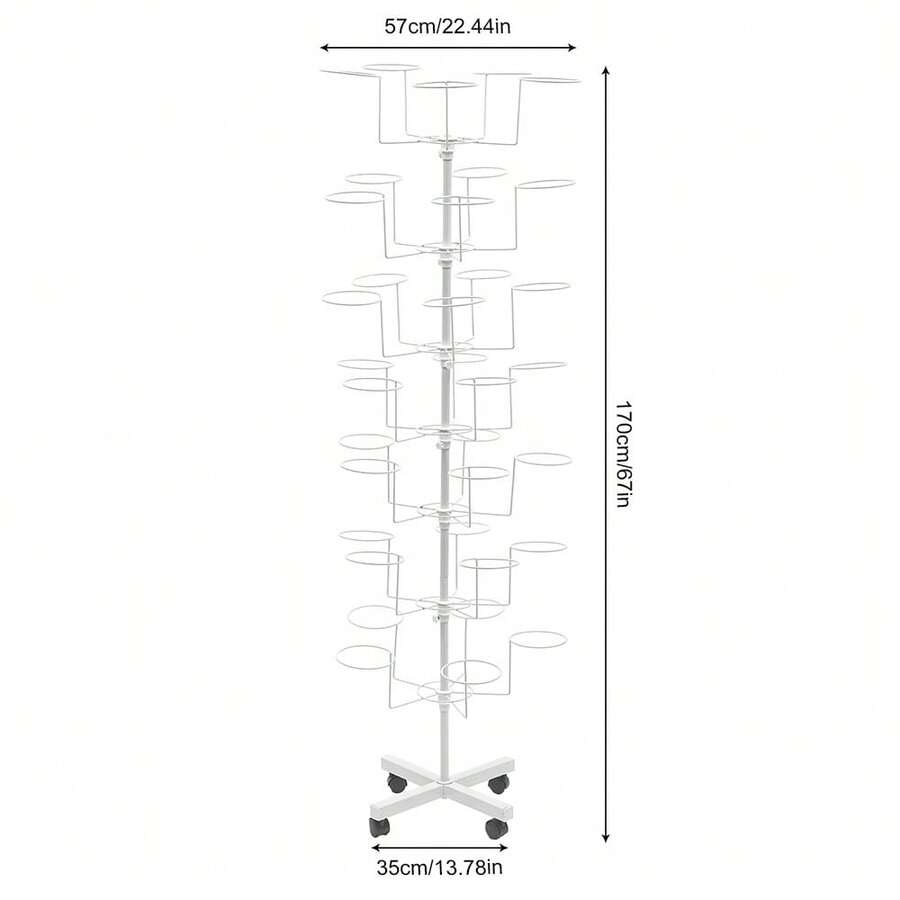 7 Tiers Rotating Hat Display Rack Free Standing Metal Caps Stand Hold ...