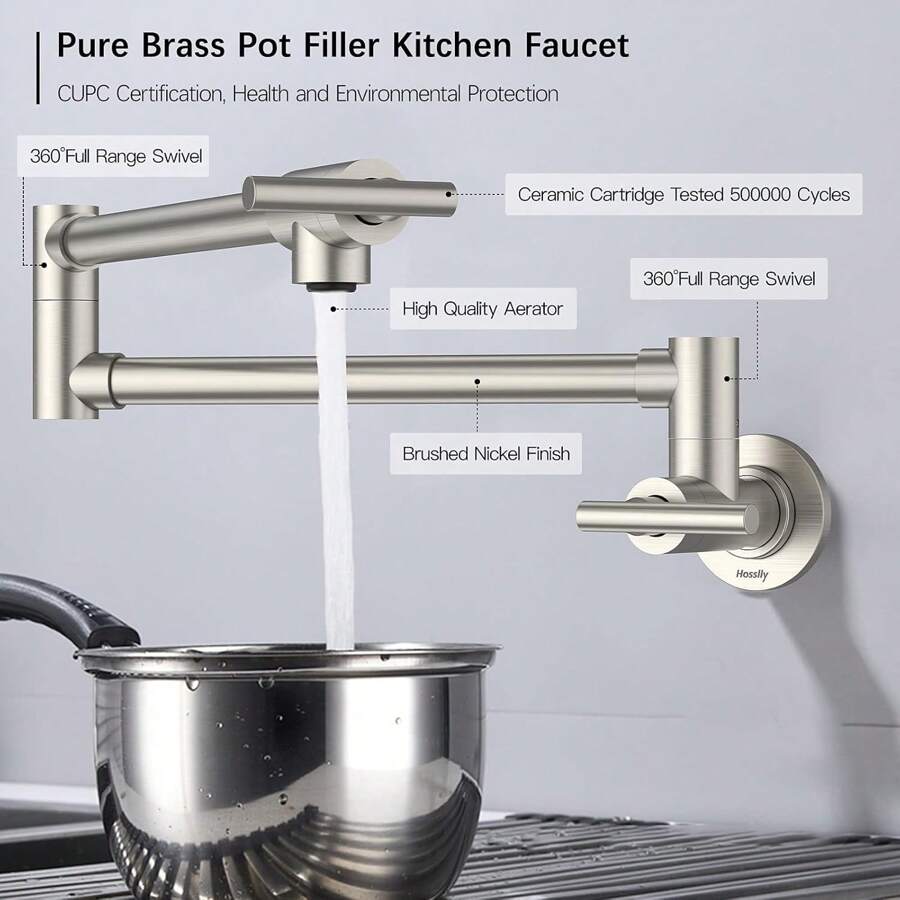 Pot Filler Faucet, Folding Retractable Kitchen Faucet, Wall Mount ...