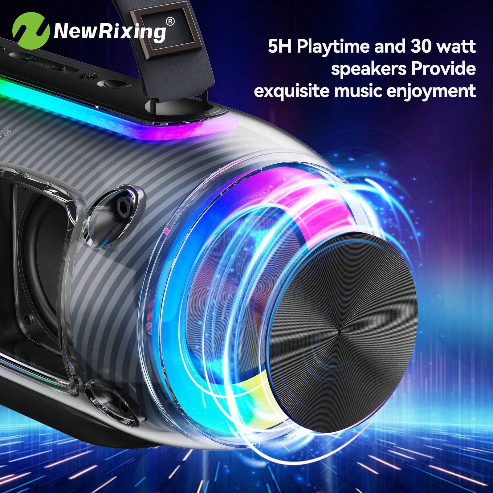 NewRixing NewRixing Portable Wireless Speakers With 2 Microphones ...