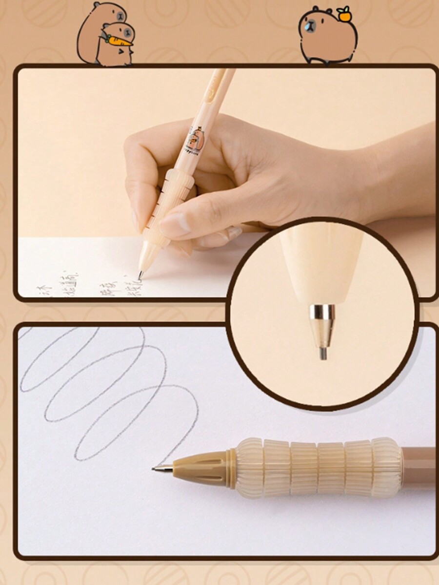 1box 4pcs Kawaii Capybara Mechanical Pencils, 0.5mm HB Auto-Press Lead ...