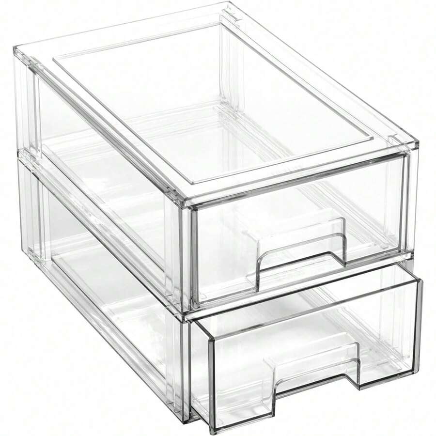 Stackable Storage Drawers, Small - 2 Pack, Clear | THE CRATE COLLECTION ...