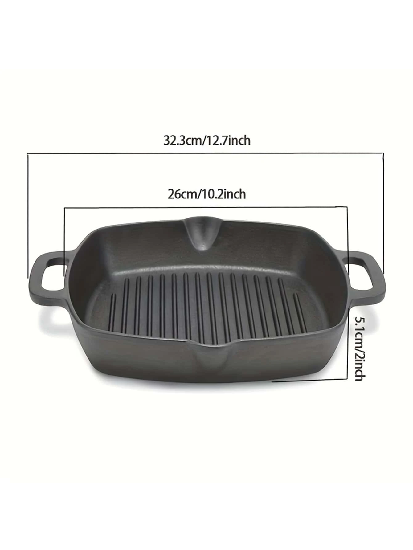 Cast Iron Grill Pan Skillet Square For Stove Top And Oven With , 10 ...