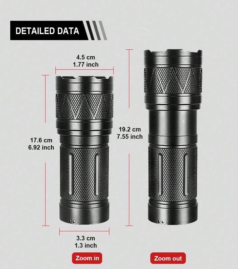 Paweinuo LED Handheld Flashlight Ultra-Bright 50000LUX, 12000mAh ...