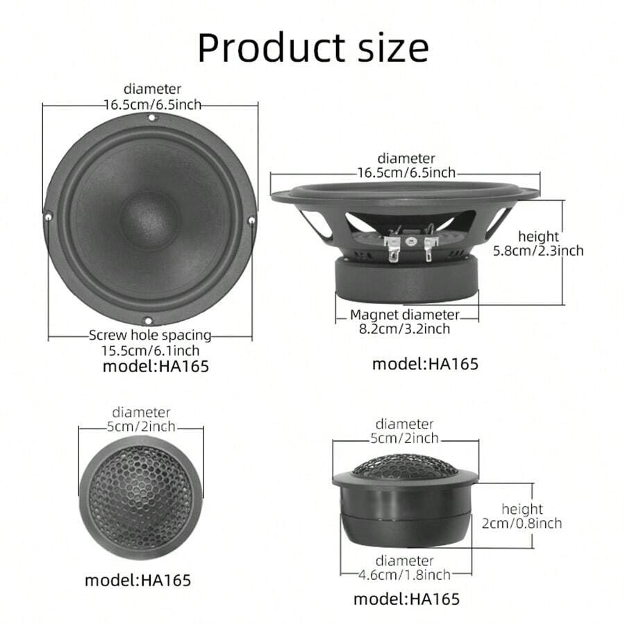 Car Audio Full Range Speaker 6.5-Inch Mid Low Frequency Speaker 2-Inch ...
