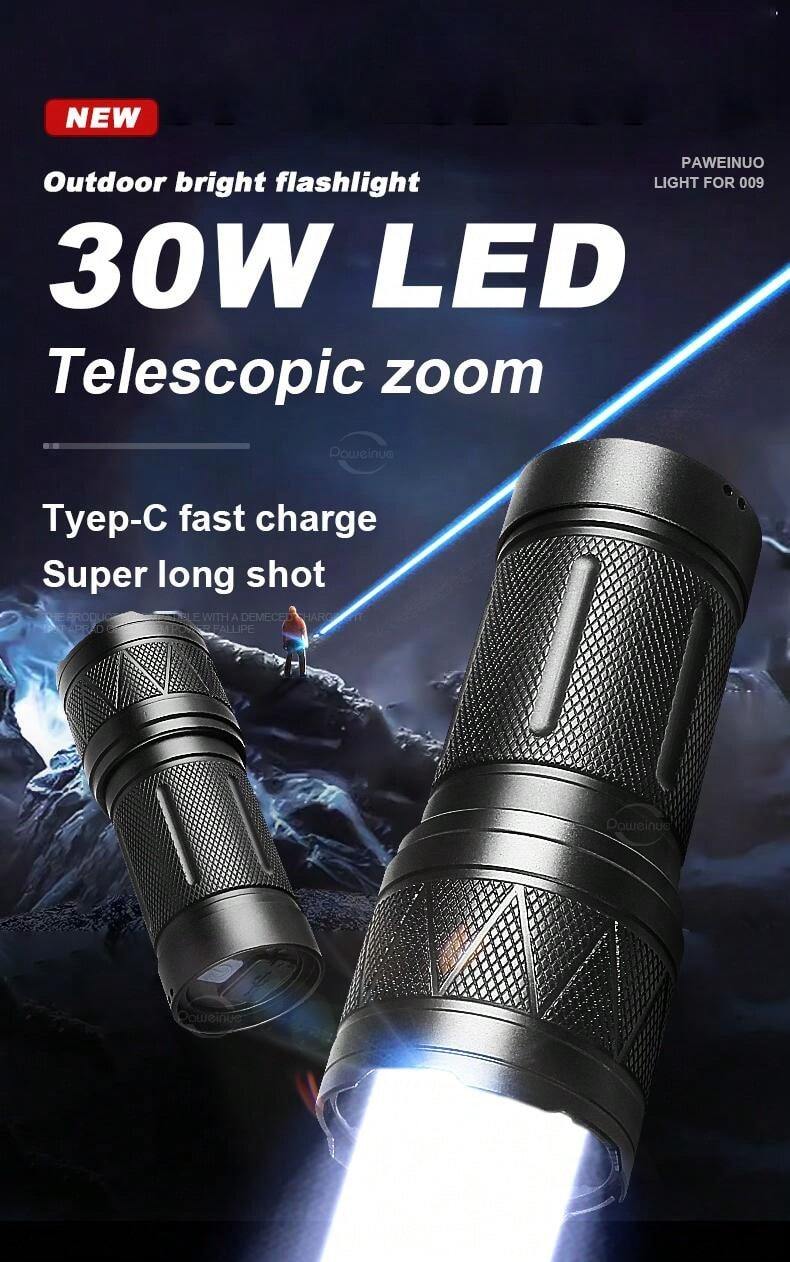 Paweinuo LED Handheld Flashlight Ultra-Bright 50000LUX, 12000mAh ...