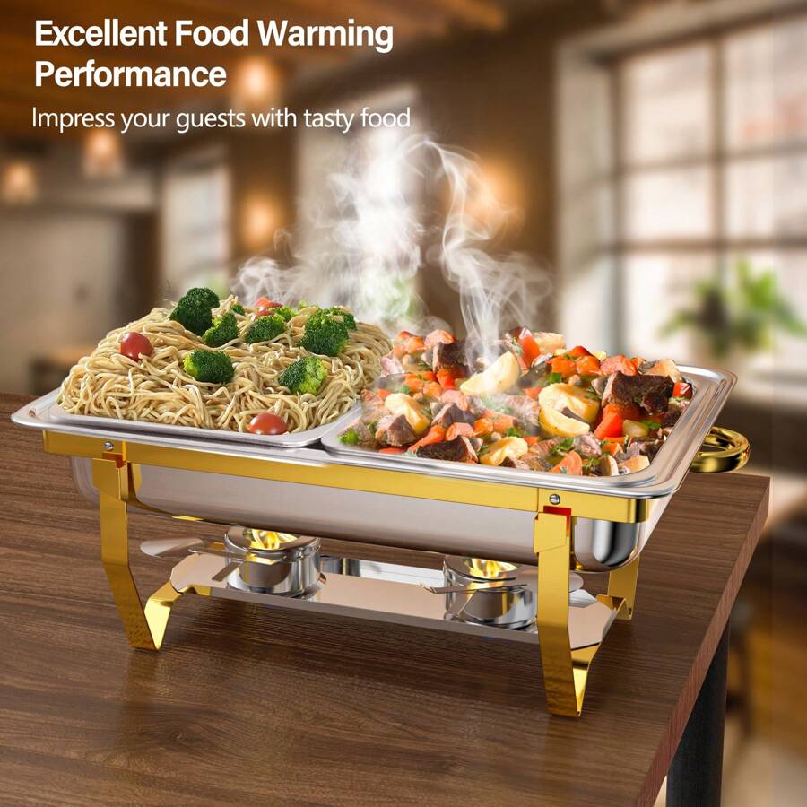Chafing Dish Buffet Set, 8 QT Half Size Stainless Steel Catering Serve ...