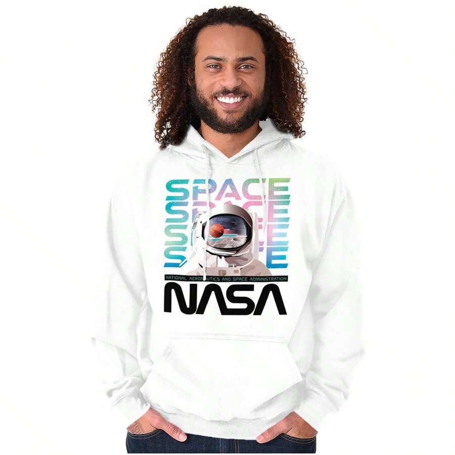 Cute NASA Worm Logo Mars Astronaut Hoodie Sweatshirt Men | SHEIN USA