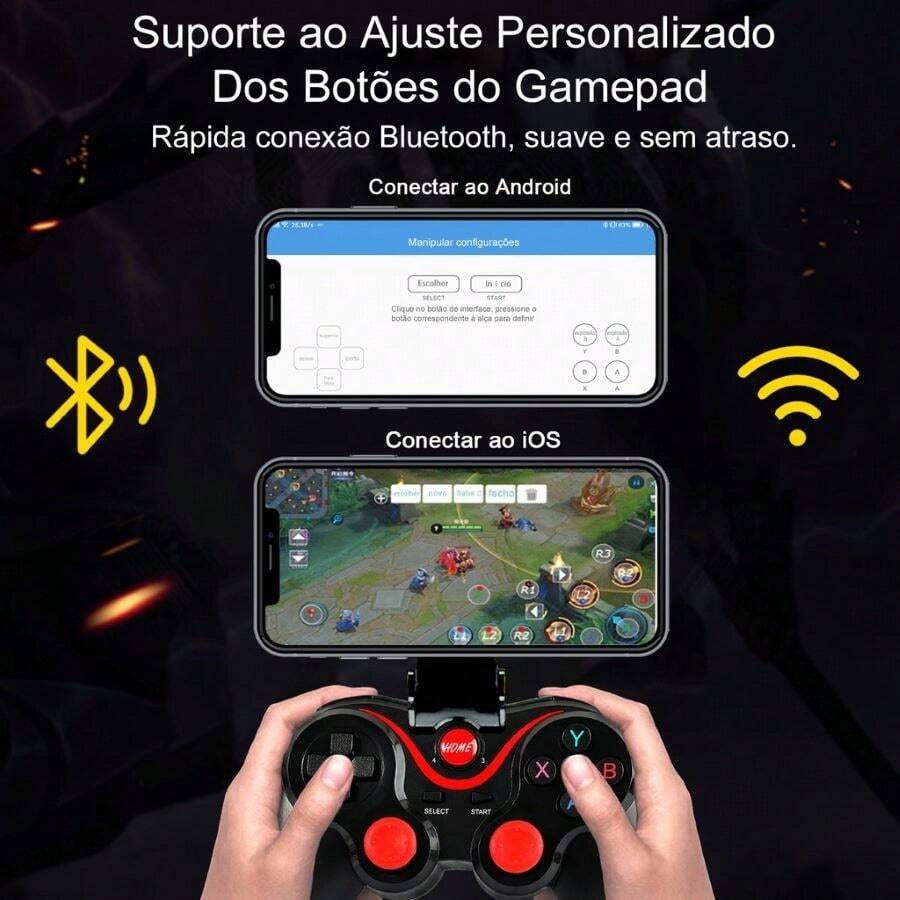 Controle de Jogo Gamepad V8 Celular Joystick Wireless Android PC ...