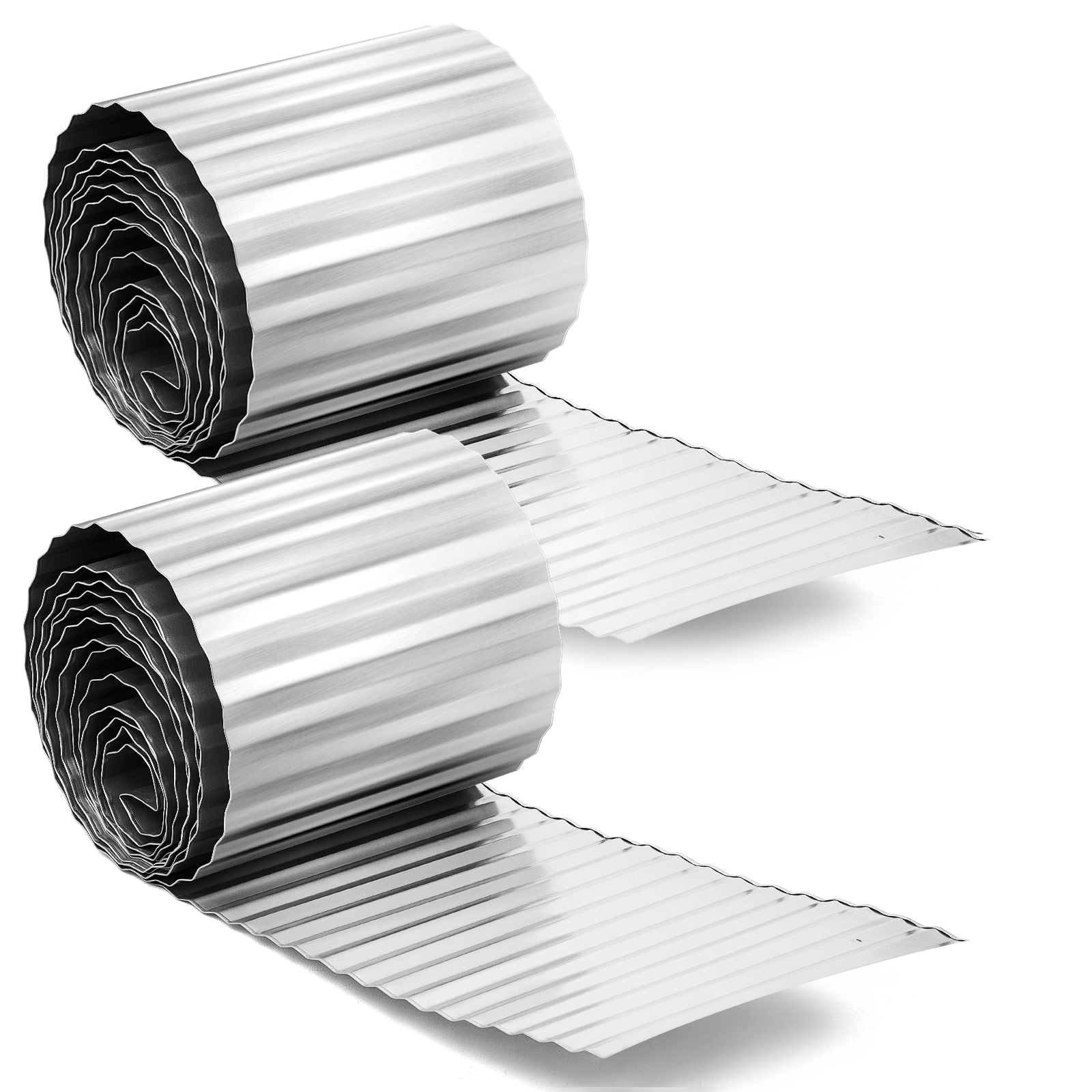 2 Rolls 10 Inch X 20 Ft Corrugated Metal Garden Edging Silver Landscape ...