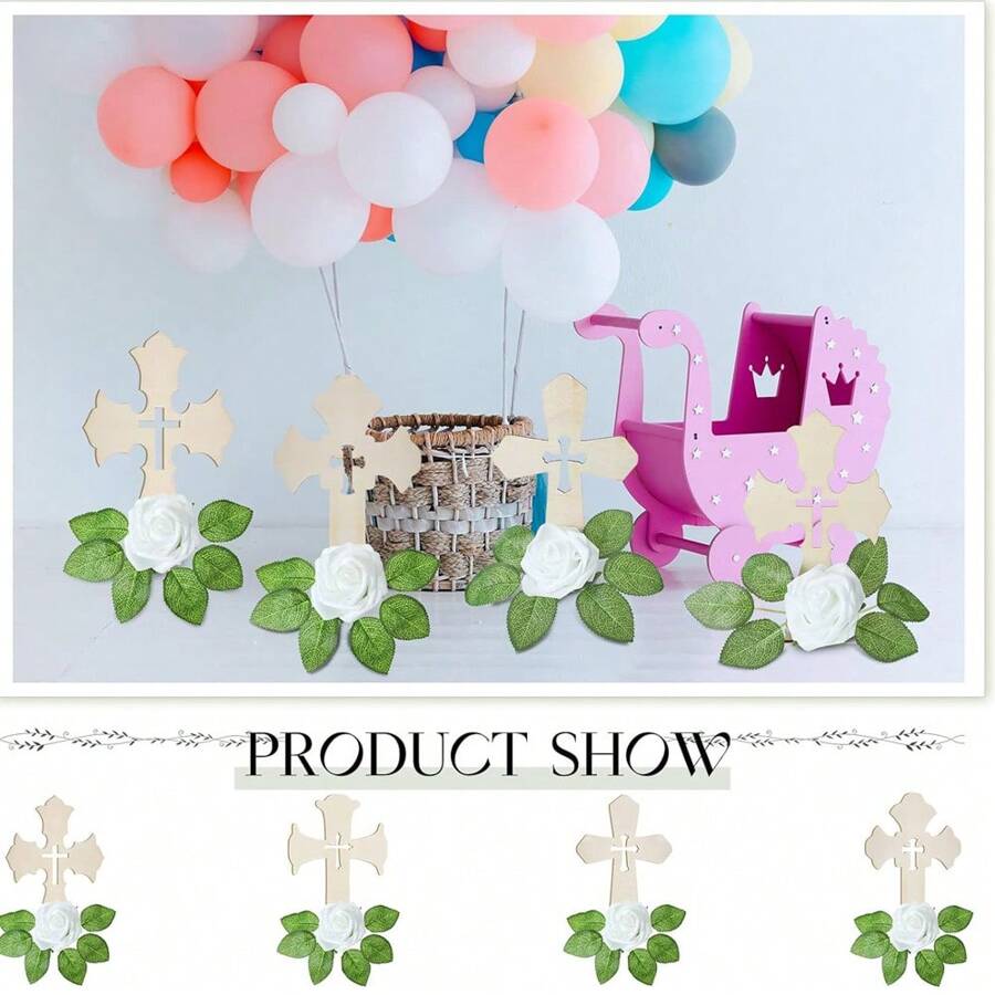 8 Sets Wooden Crosses For Crafts Baptism Centerpieces For Tables ...